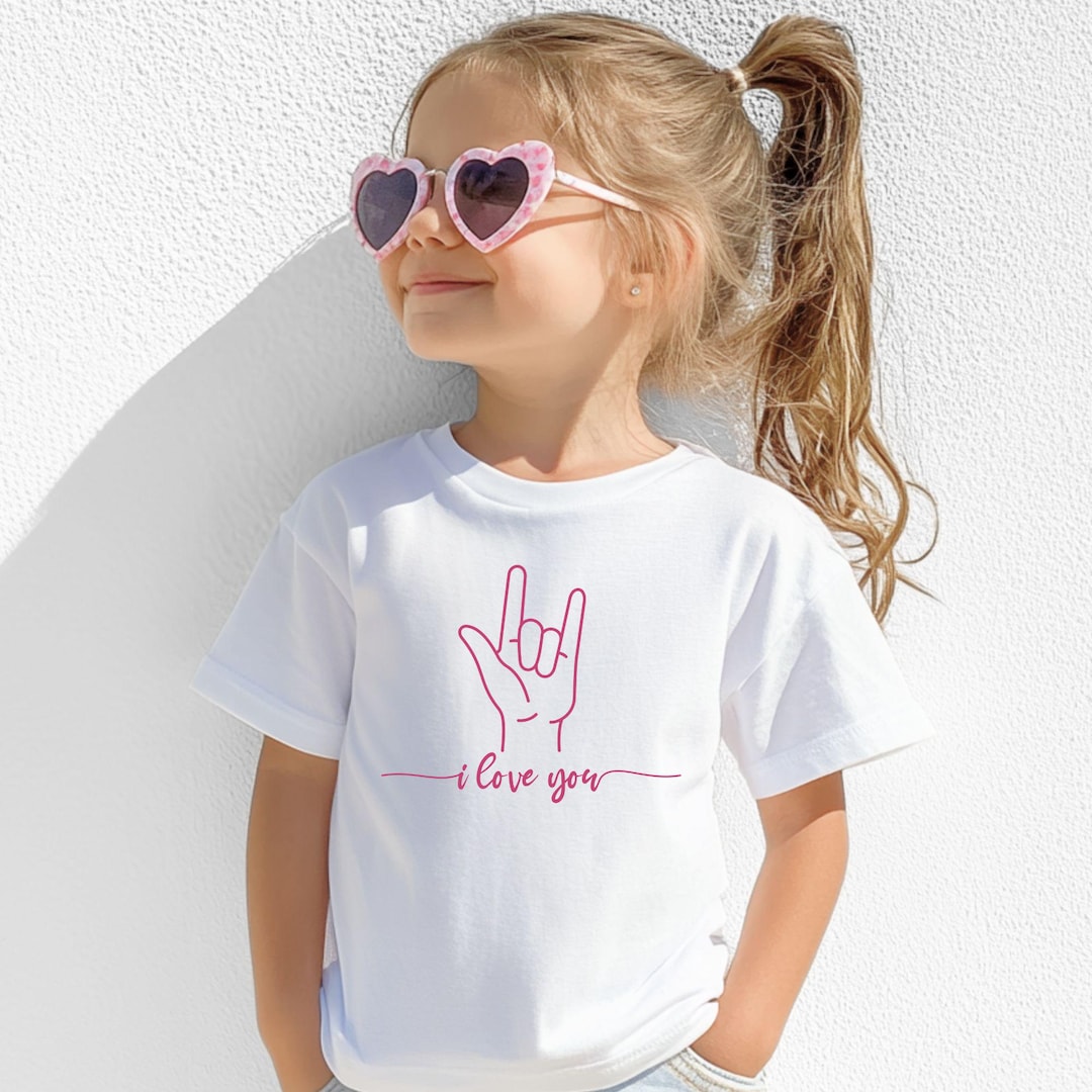 Kids Sign Language Valentine's Day Tee, Children's ASL Love Shirt ...