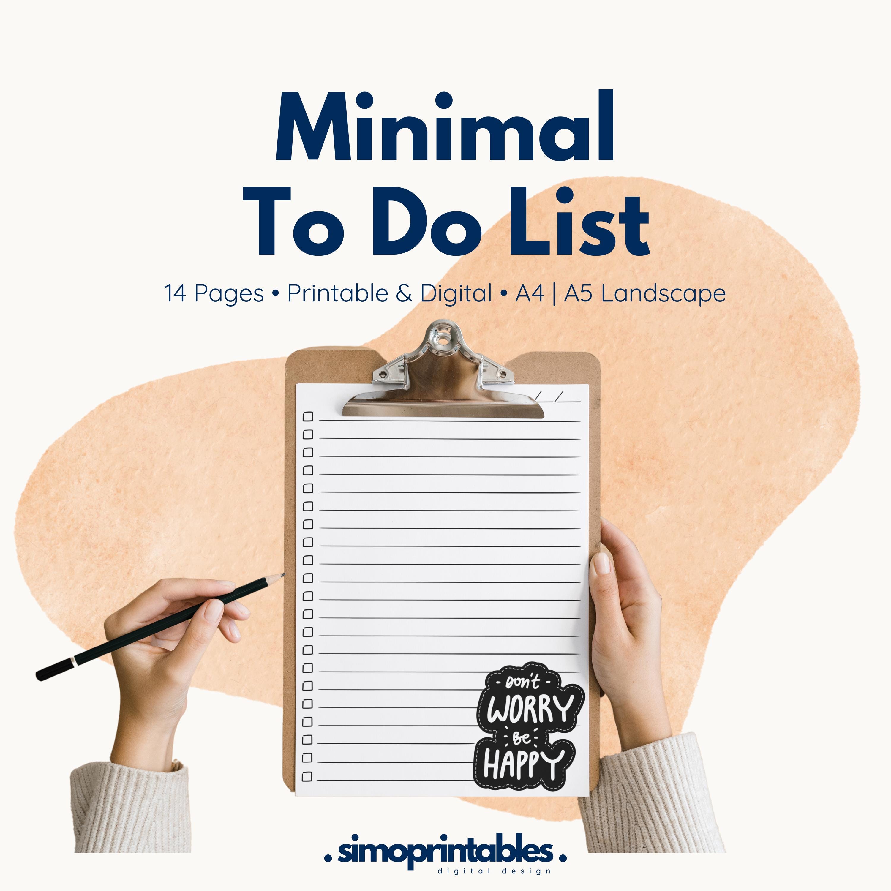 Minimalist To-do List Printable: Undated Task Checklist (PDF) - Etsy