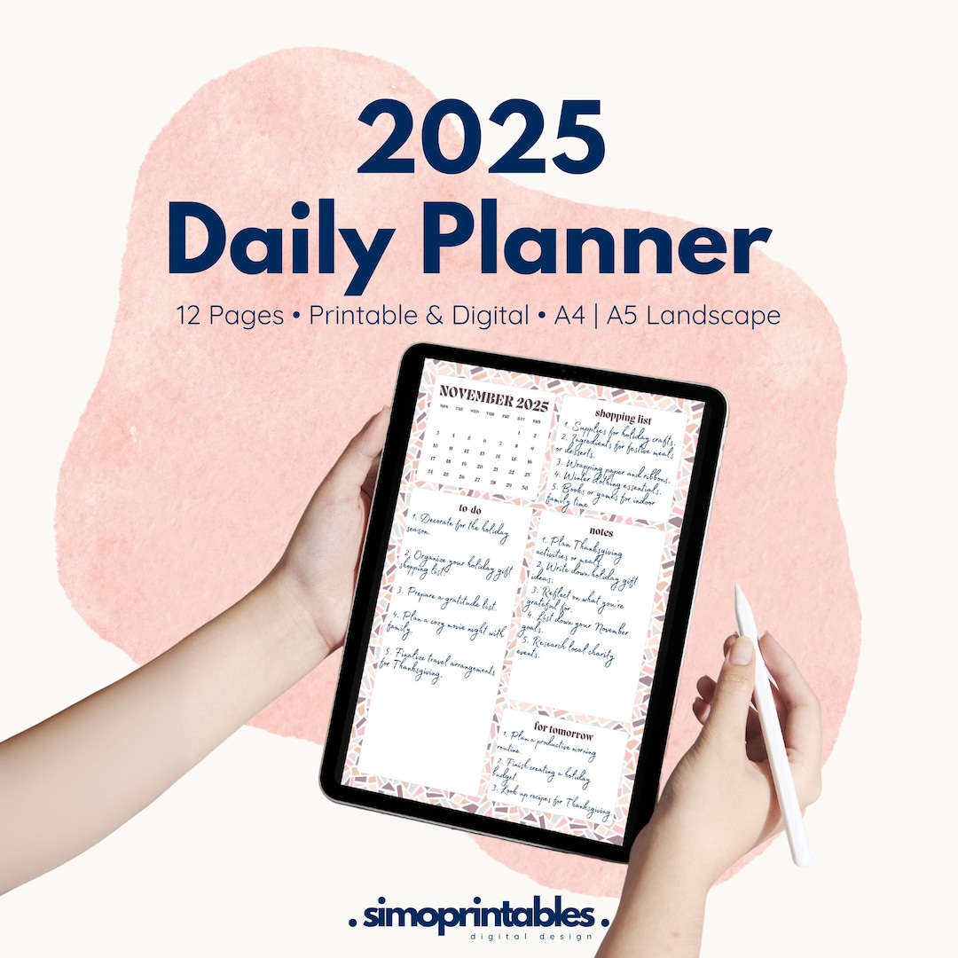 Undated Daily Planner 2025: Printable Goodnotes Planner (digital ...