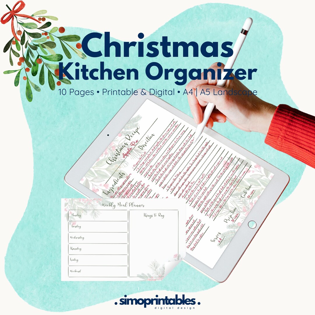 Printable Christmas Recipe Card, Meal Planner, Shopping List, Christmas ...