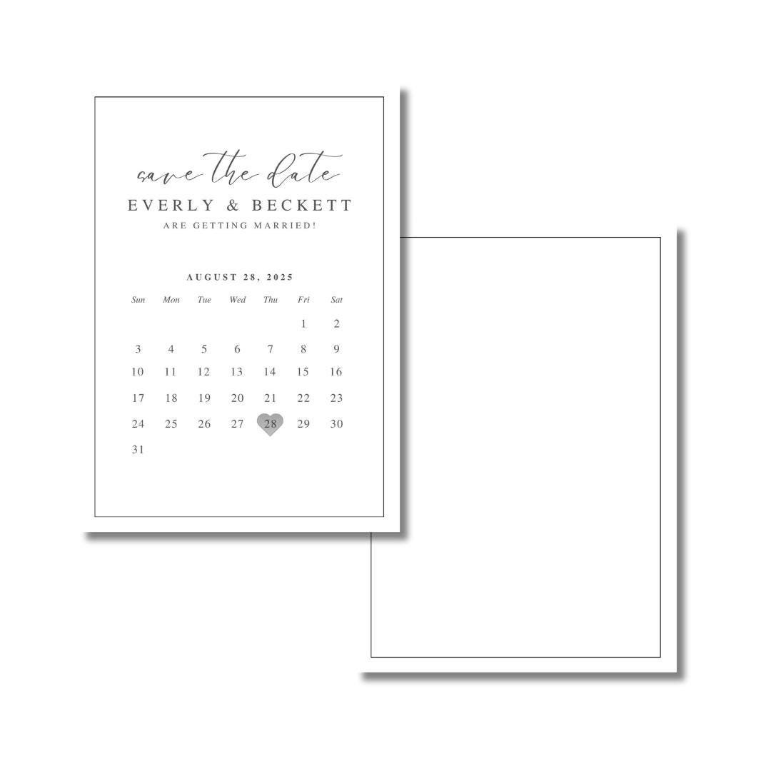 Minimal Calendar Save the Date Template, Save the Date Calendar ...