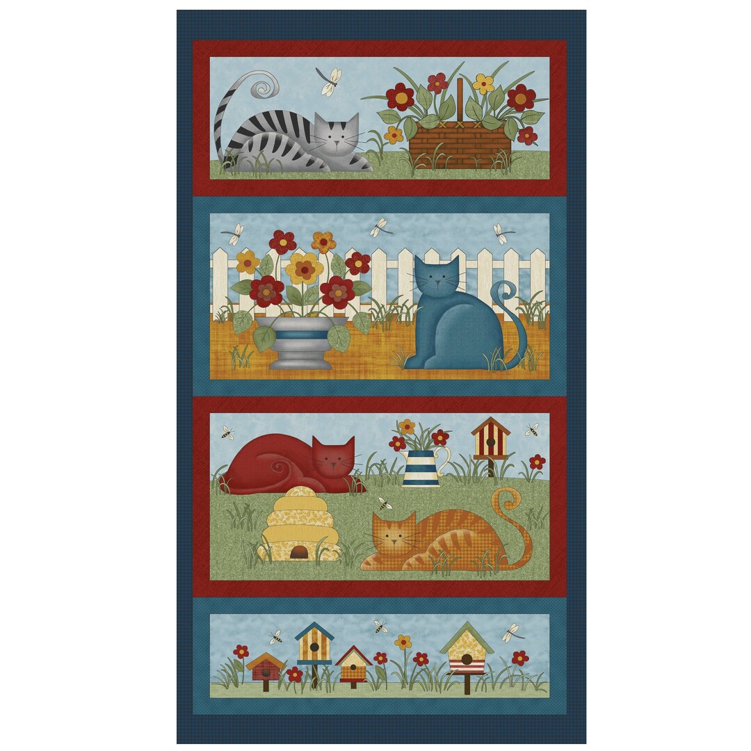 NEW 24 X 44 Colorful Cats Fabric Panel 100% Cotton Quilt Fabric - Etsy