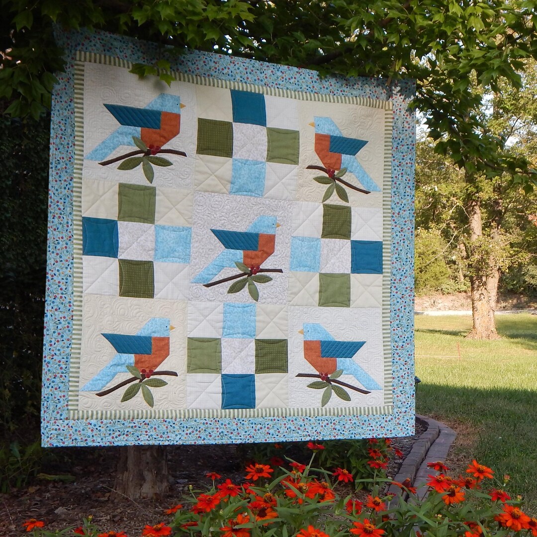 PDF Summer's Song Bluebird Instant Digital Download 43" X 43" Quilt ...