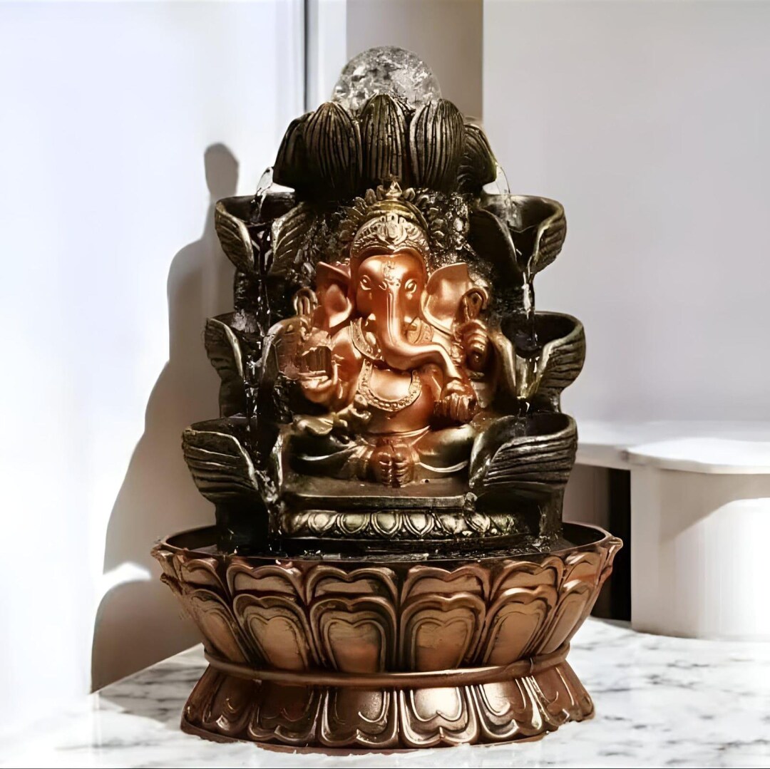 Ganesha Waterfall Fountain With LED Lights–positive Energy Home Decor ...