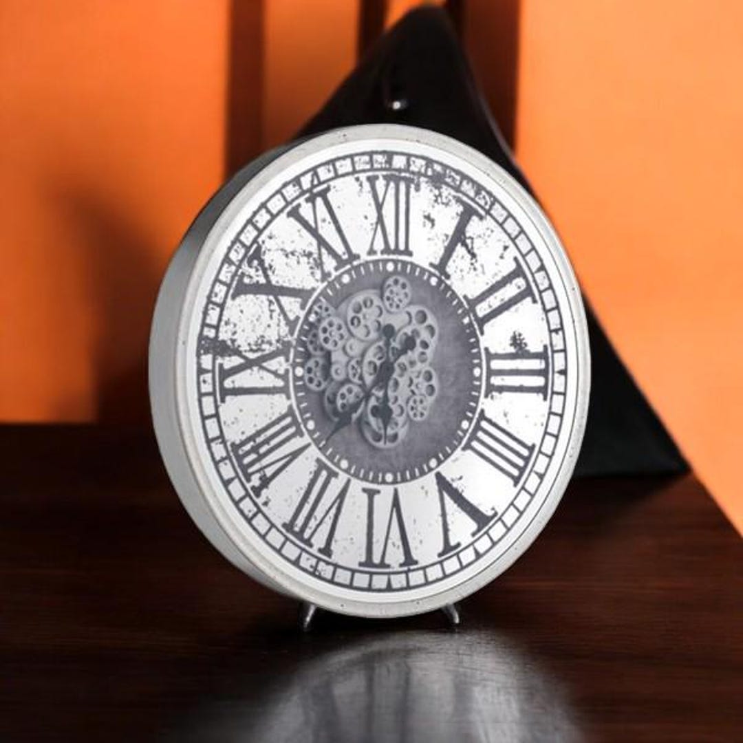 Silver Gear Wall Clock 80 Cm Glass Face, Silent Sweep, Moving Gear ...