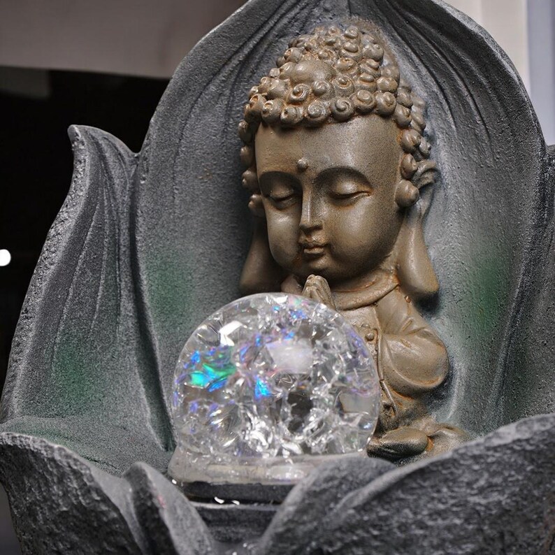 Zen River Theme Waterfall Fountain With LED Lights Relaxation and ...