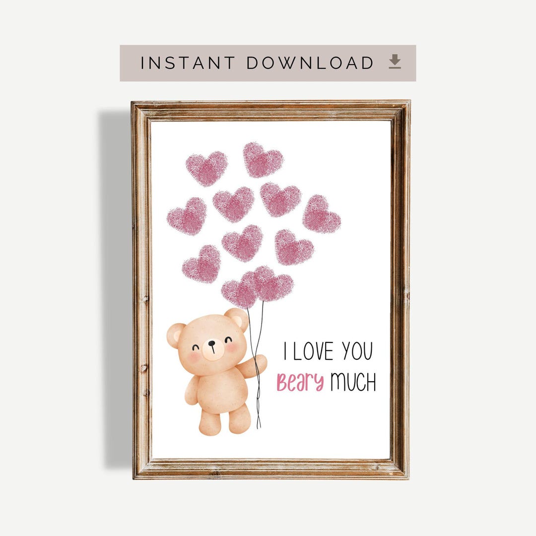 LOVE You BEARY Much - Fingerprint Art | Happy Valentine's | Baby Hand ...