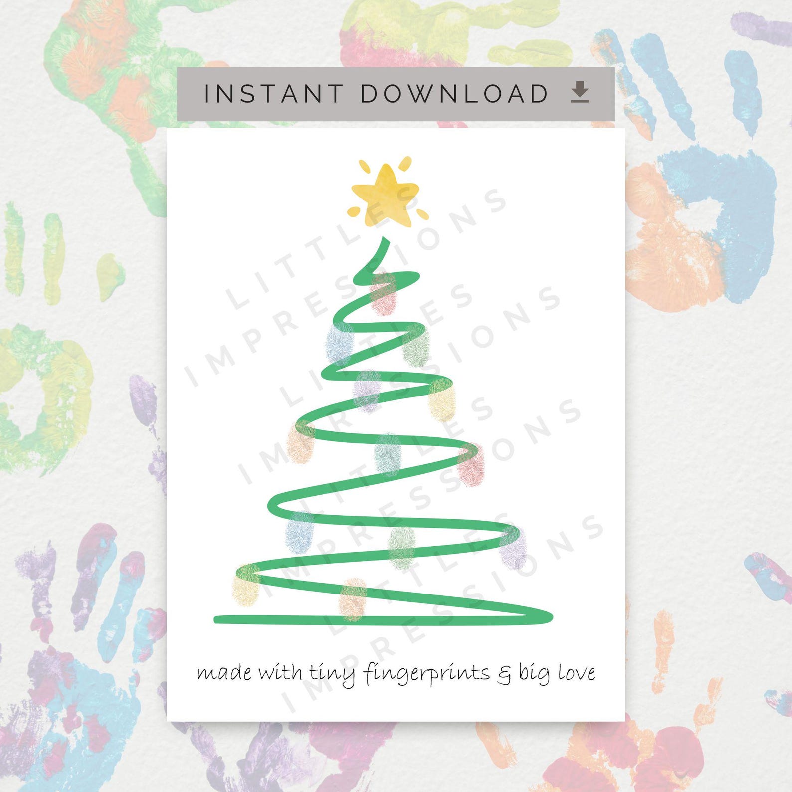 Christmas Fingerprint Tree Printable • Kids Craft • Holiday Keepsake ...