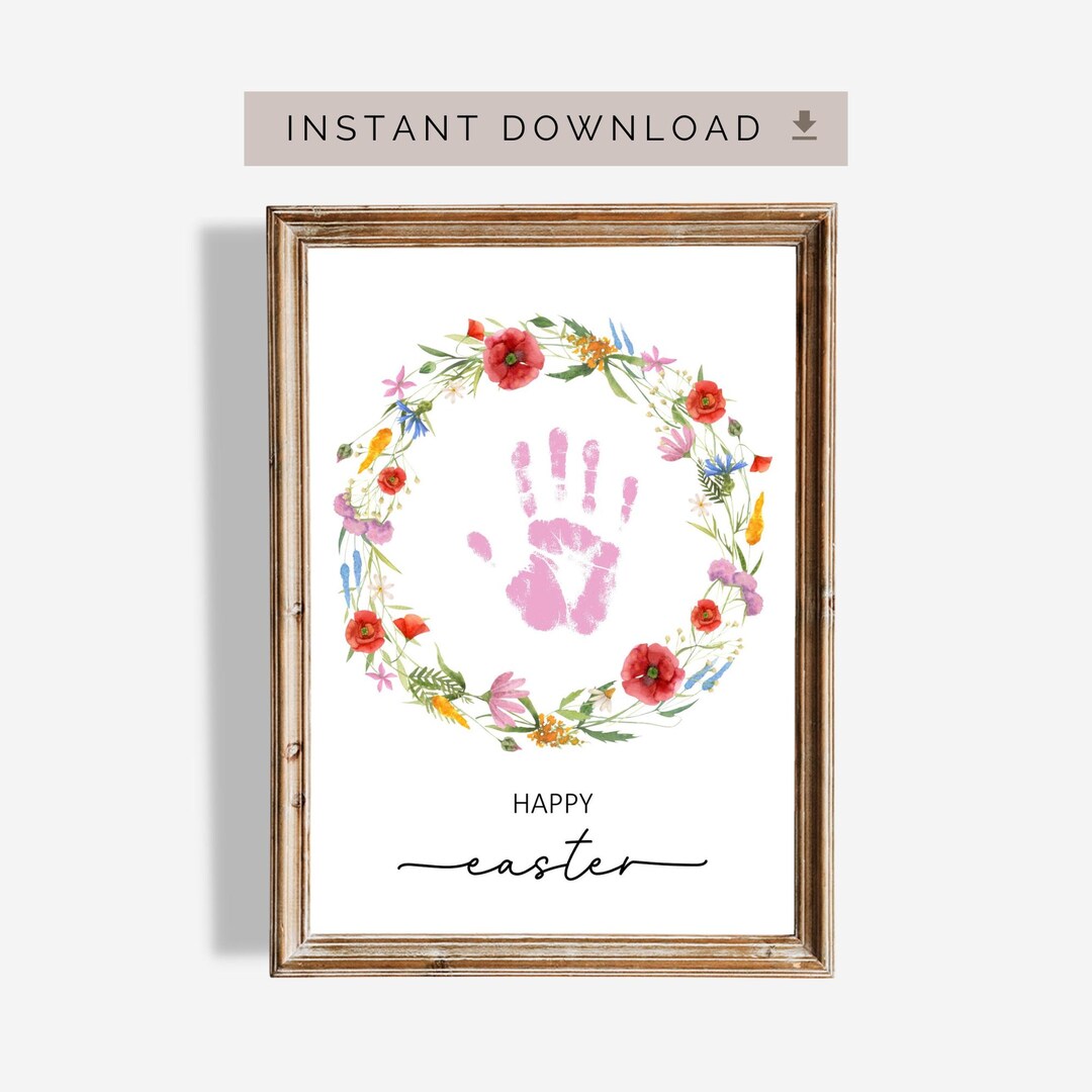 Wildflower Easter Wreath - Handprint Craft Printable | Fingerprint Art ...