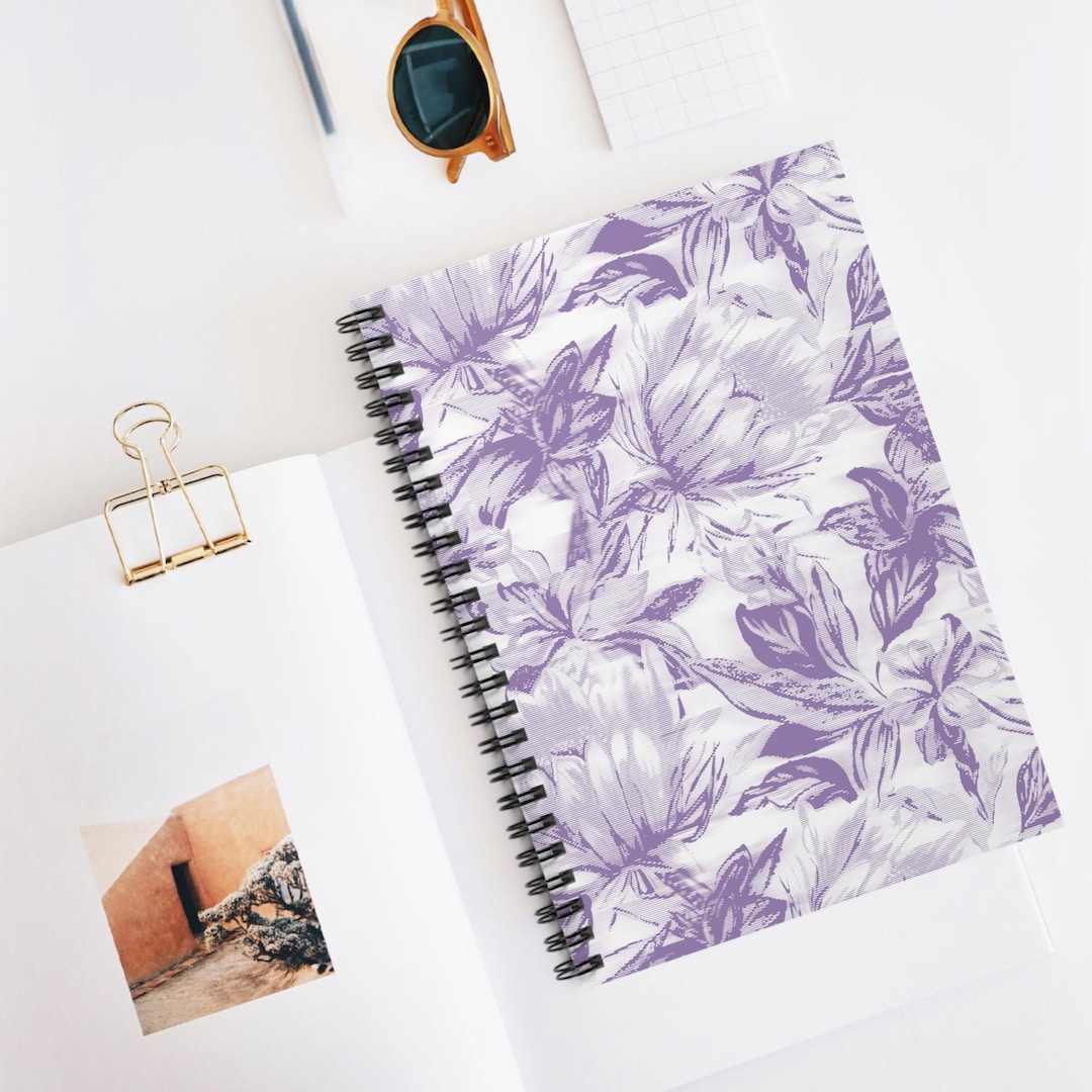 Floral Spiral Notebook Purple Journal Gift for Students Purple Flower ...