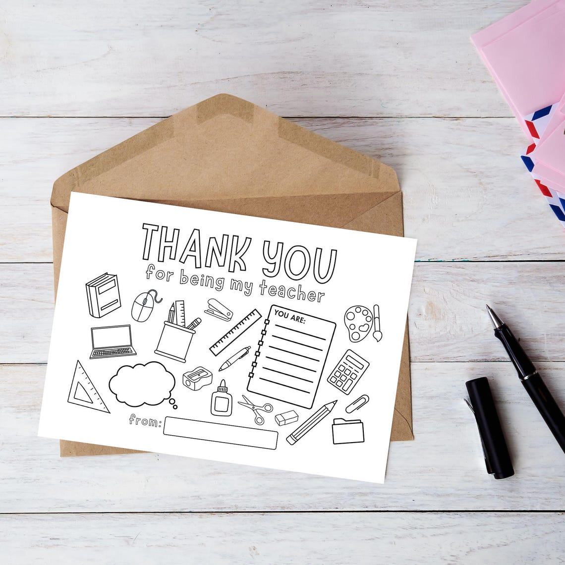 Printable Teacher Appreciation Kids Coloring Page | Digital Download ...