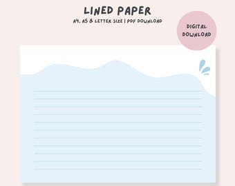Printable Green Lined Paper | Digital Download | Landscape Note Taking ...