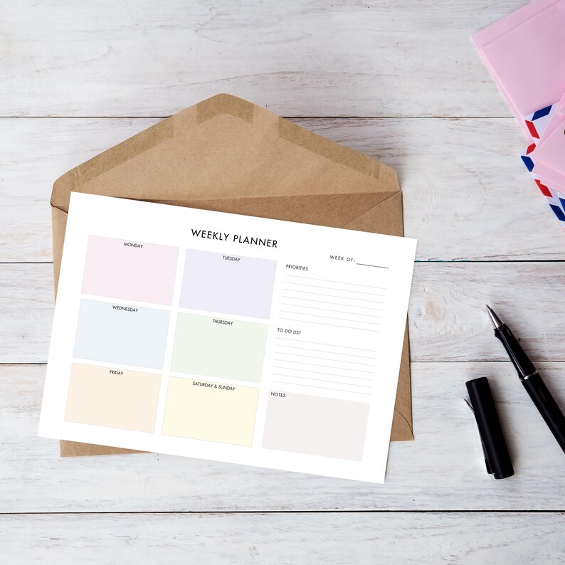 Printable Weekly Planner: Minimalist To-do List (digital Download) - Etsy