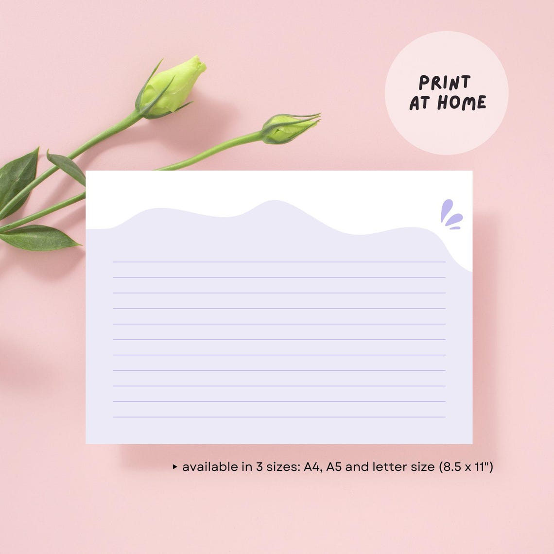 Printable Purple Lined Paper | Digital Download | Landscape Note Taking ...