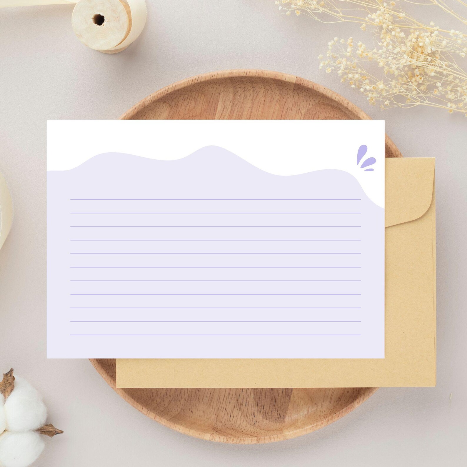 Purple Wave Lined Paper: Printable Minimalist Stationery (digital ...