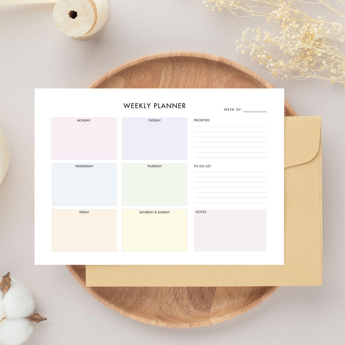 Printable Weekly Planner: Minimalist To-do List (digital Download) - Etsy
