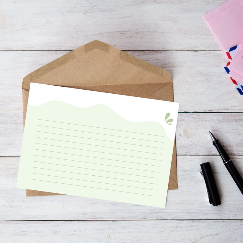 Printable Green Lined Paper | Digital Download | Landscape Note Taking ...