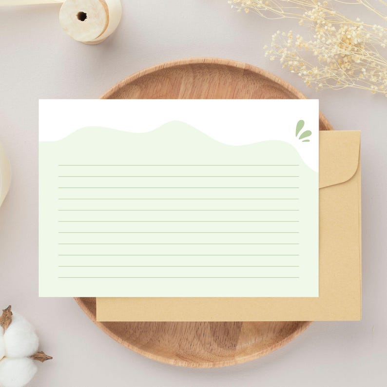 Printable Green Lined Paper | Digital Download | Landscape Note Taking ...