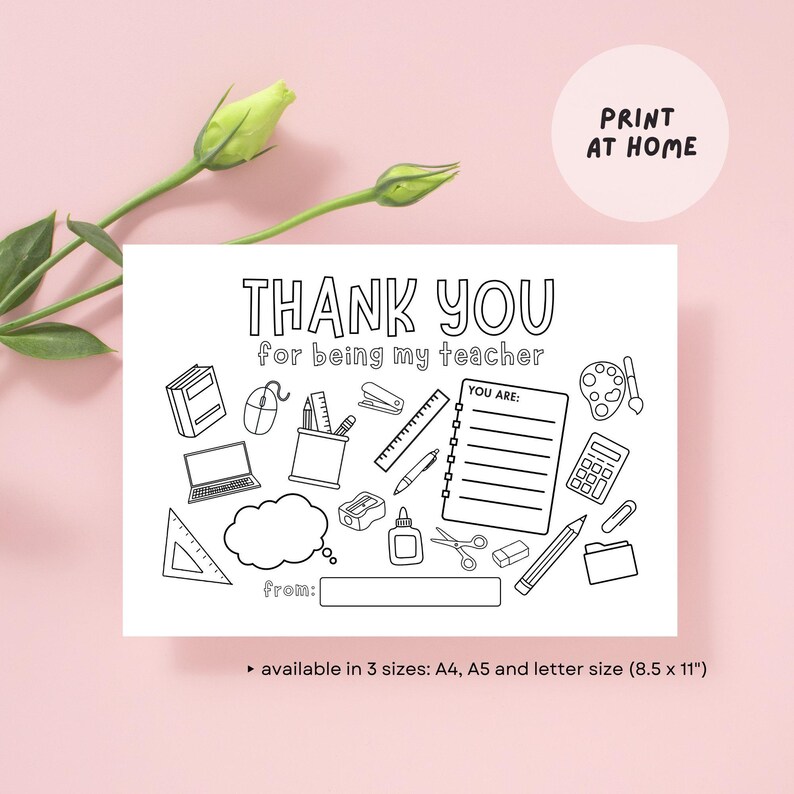 Printable Teacher Appreciation Kids Coloring Page | Digital Download ...