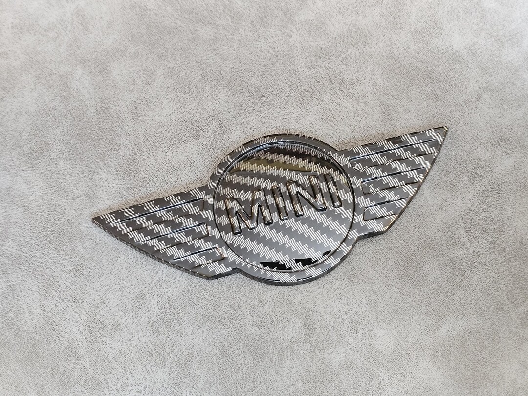 Mini Cooper 11.5x5cm Logo Badge Carbon Bonnet Hood Emblem Sticker R50 ...