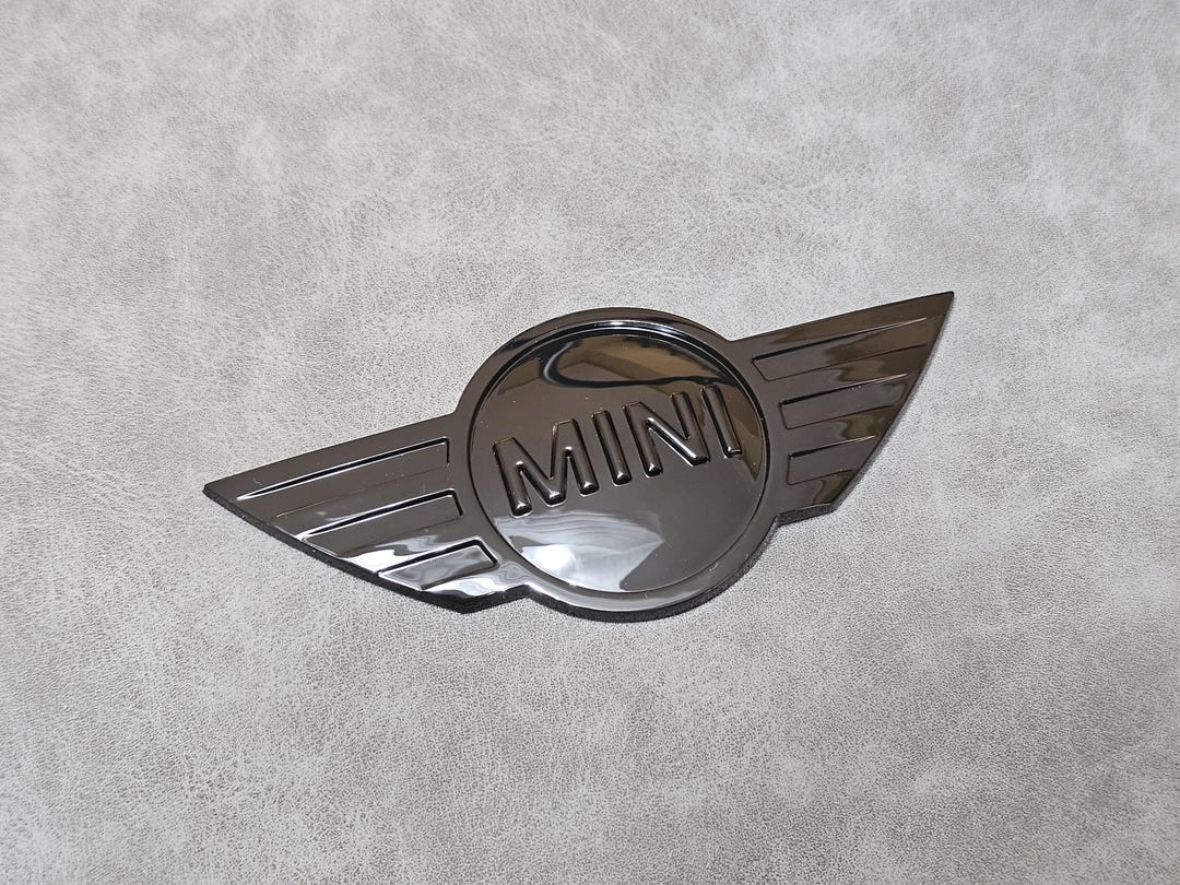 Mini Cooper 11.5x5cm Badge Logo Glossy Black Bonnet Hood Emblem Sticker ...