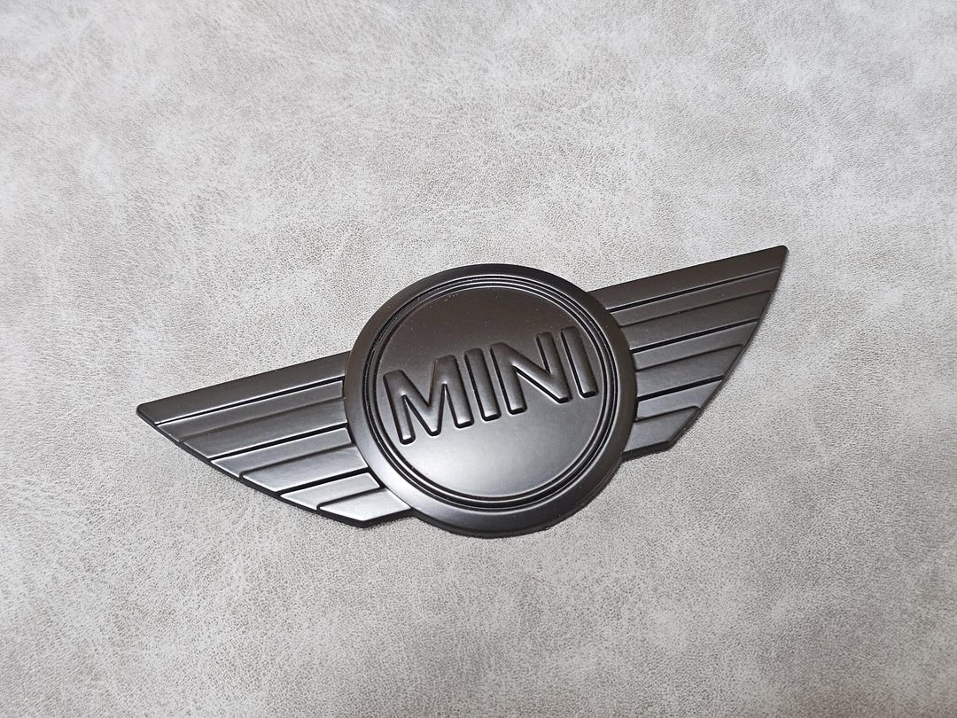 Mini Cooper 11.5x5cm Logo Badge Matte Black Bonnet Hood Emblem Sticker ...
