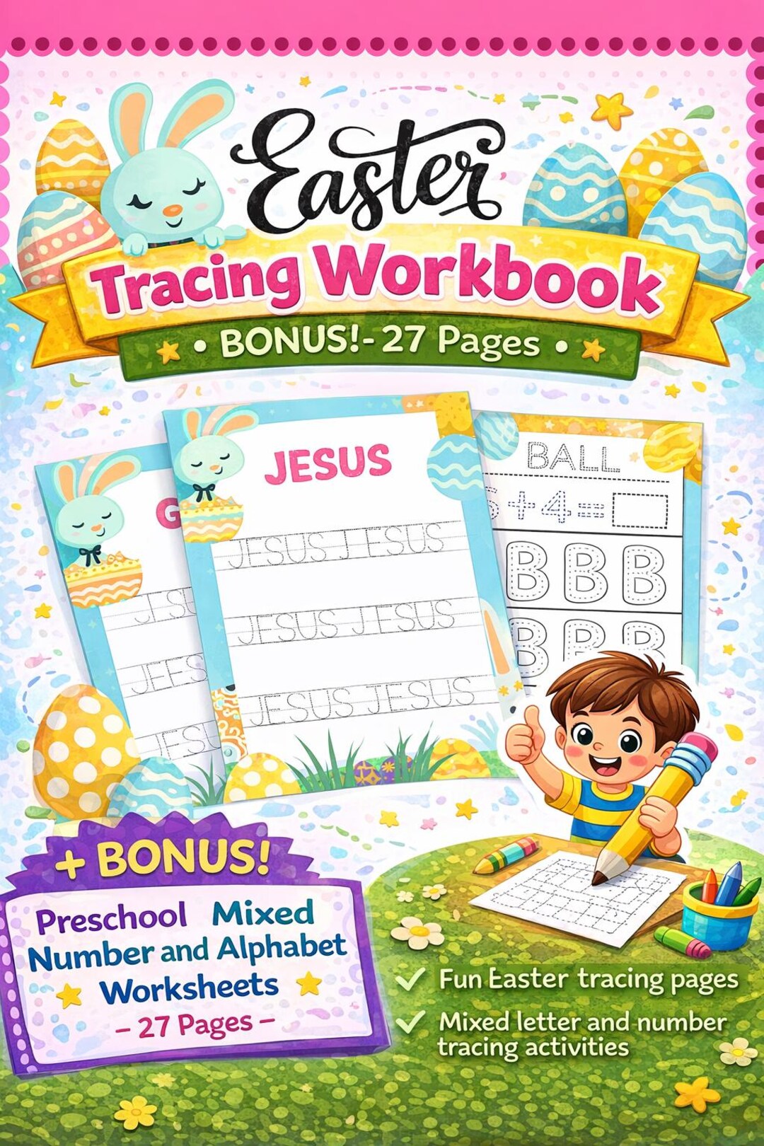 Easter Tracing Workbook Printable | Preschool Worksheets Ages 3-5 ...