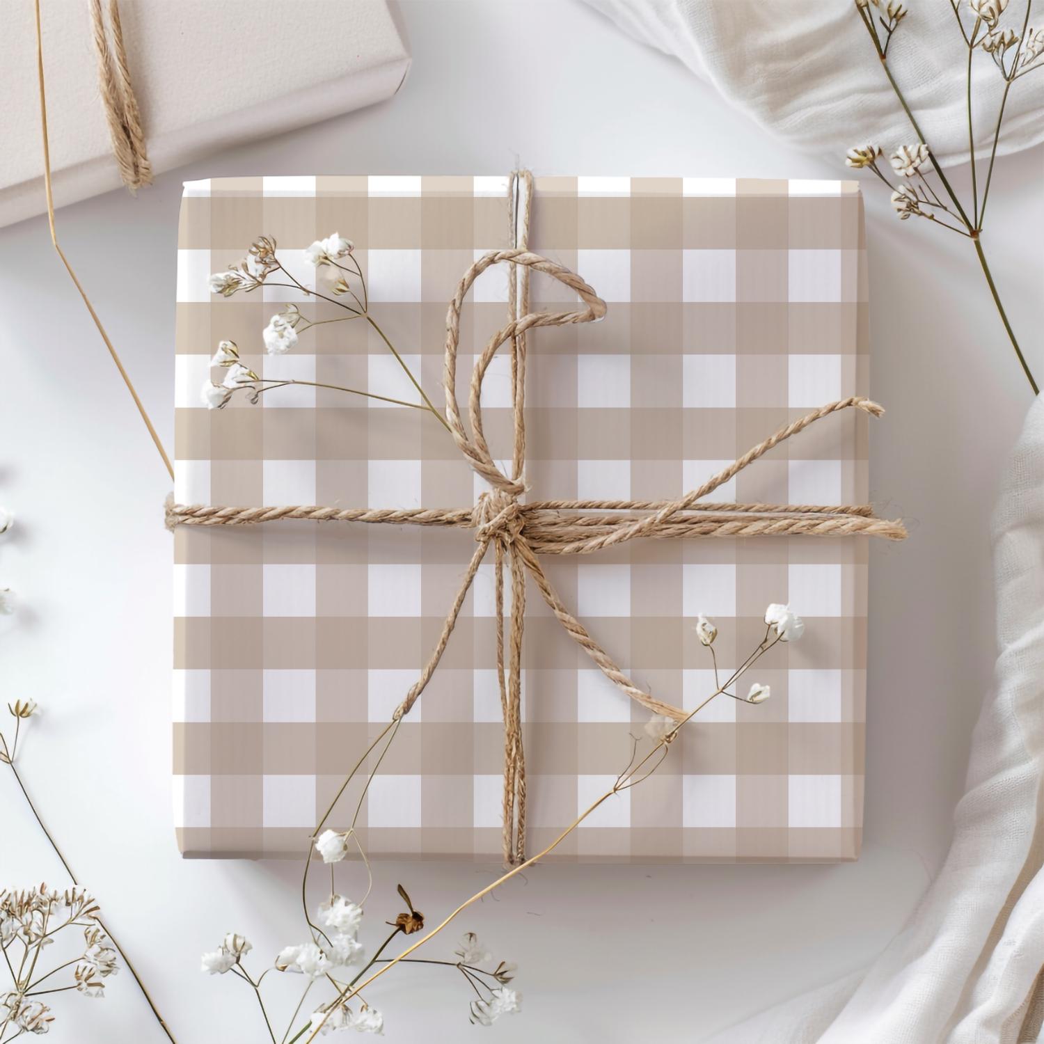 Natural Gingham Wrapping Paper Rustic and Chic Gift Wrap Holiday ...