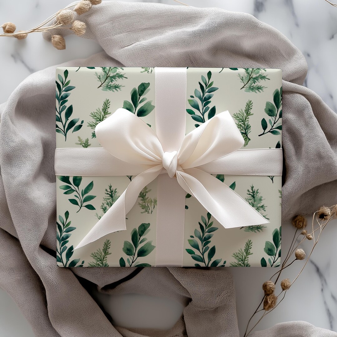 Botanical Green Wrapping Paper | Chic Wrapping Paper | Holiday Gift ...