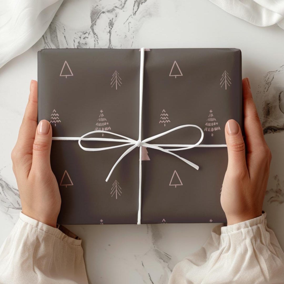 Wrapping Paper, Rustic Earth Tone Christmas Gift Wrap, Minimalist ...