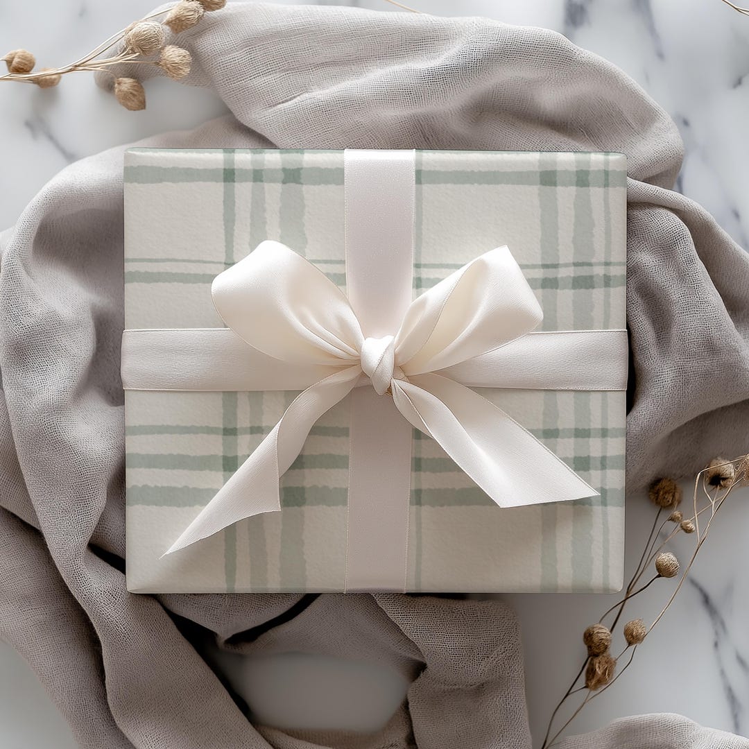 Green Wrapping Paper, Green Watercolor Strips, Modern Farmhouse Gift ...