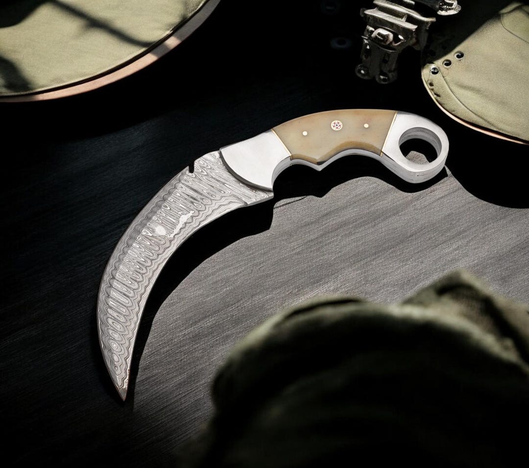 Custom Damascus Karambit Hunting Knife Survival and Tactical Outdoor ...