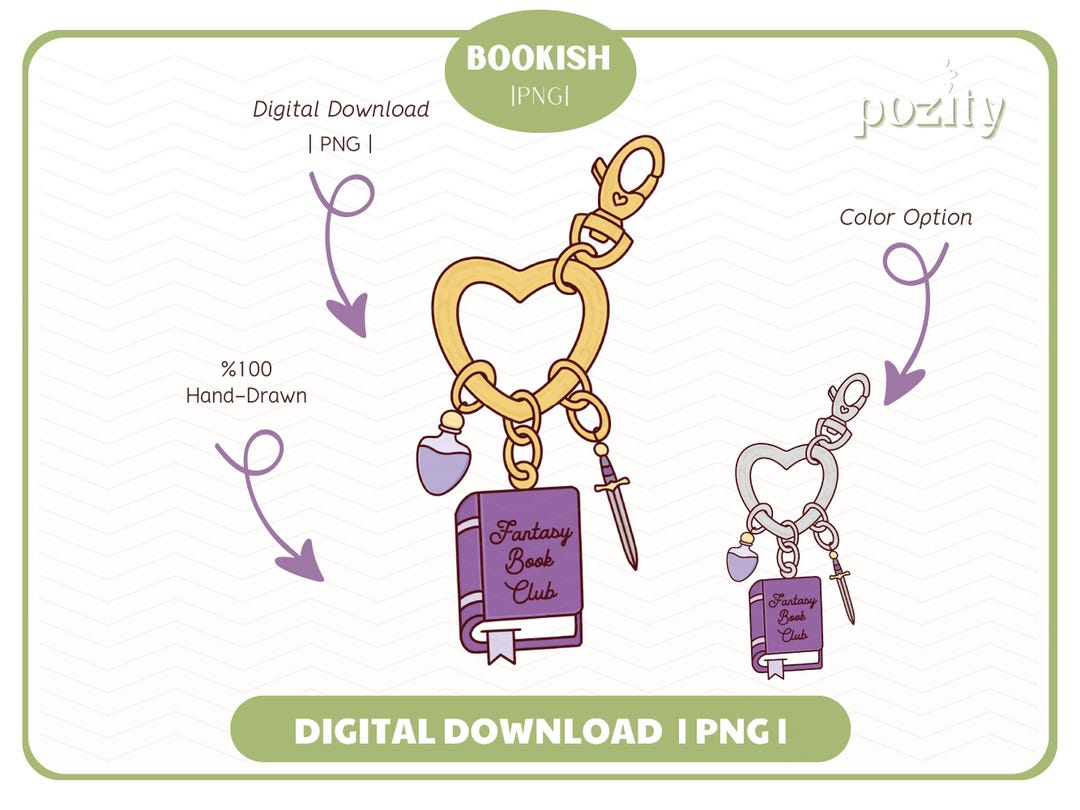 Fantasy Book Club Png, Fantasy Reader Keychain Clipart, Cute Trendy ...