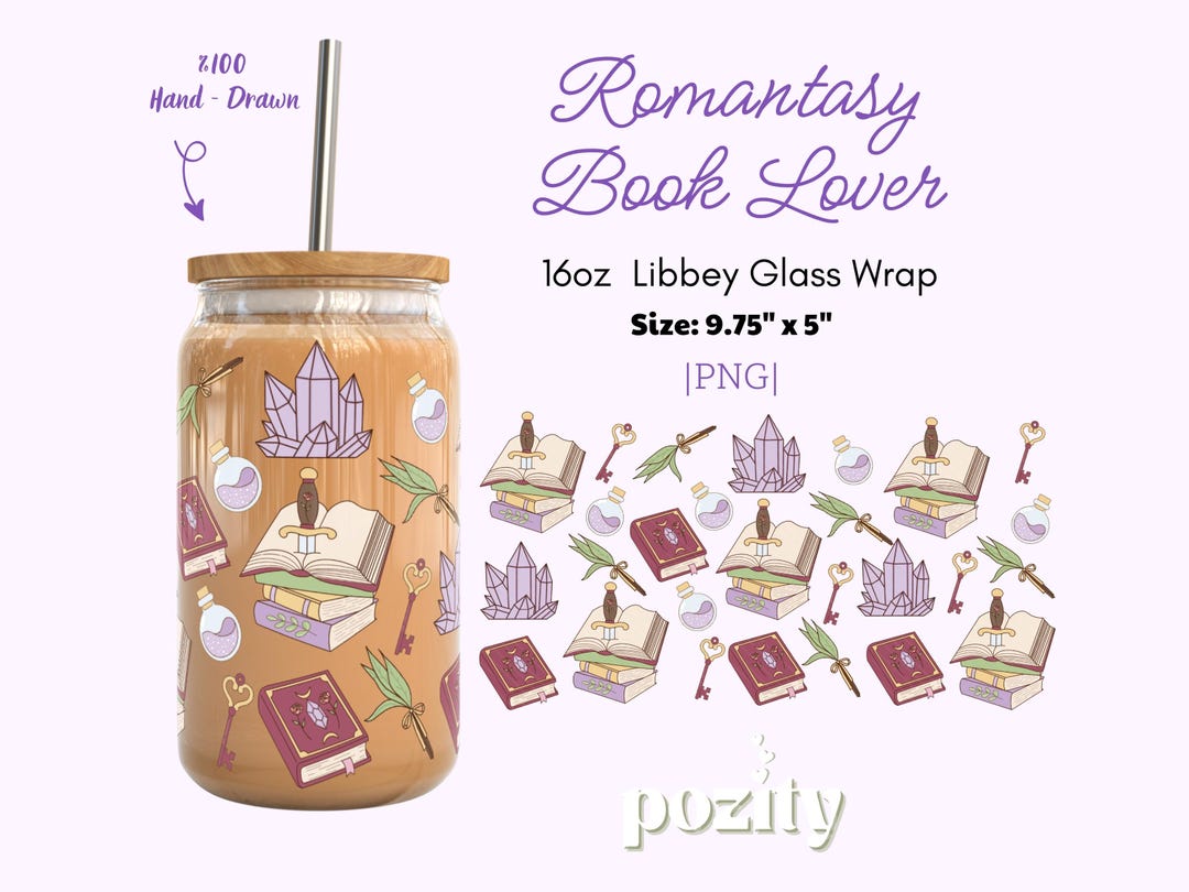 Romantasy Bookish Libbey Glass Png, Fantasy Bookish Cup Wrap, Romantasy ...