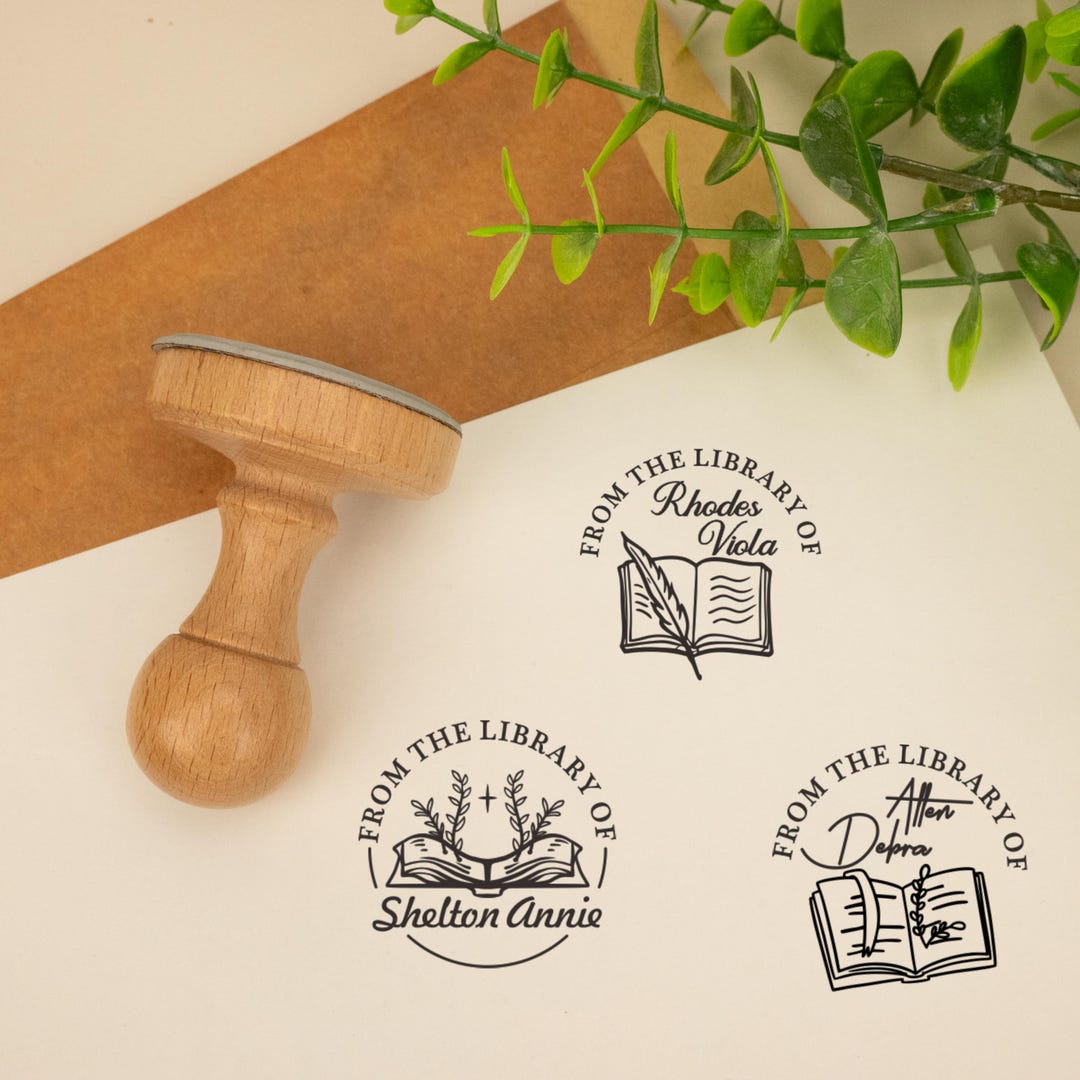 Custom Library Stamp | Custom Self Inking Stamp | Wodden Stamp | Book ...
