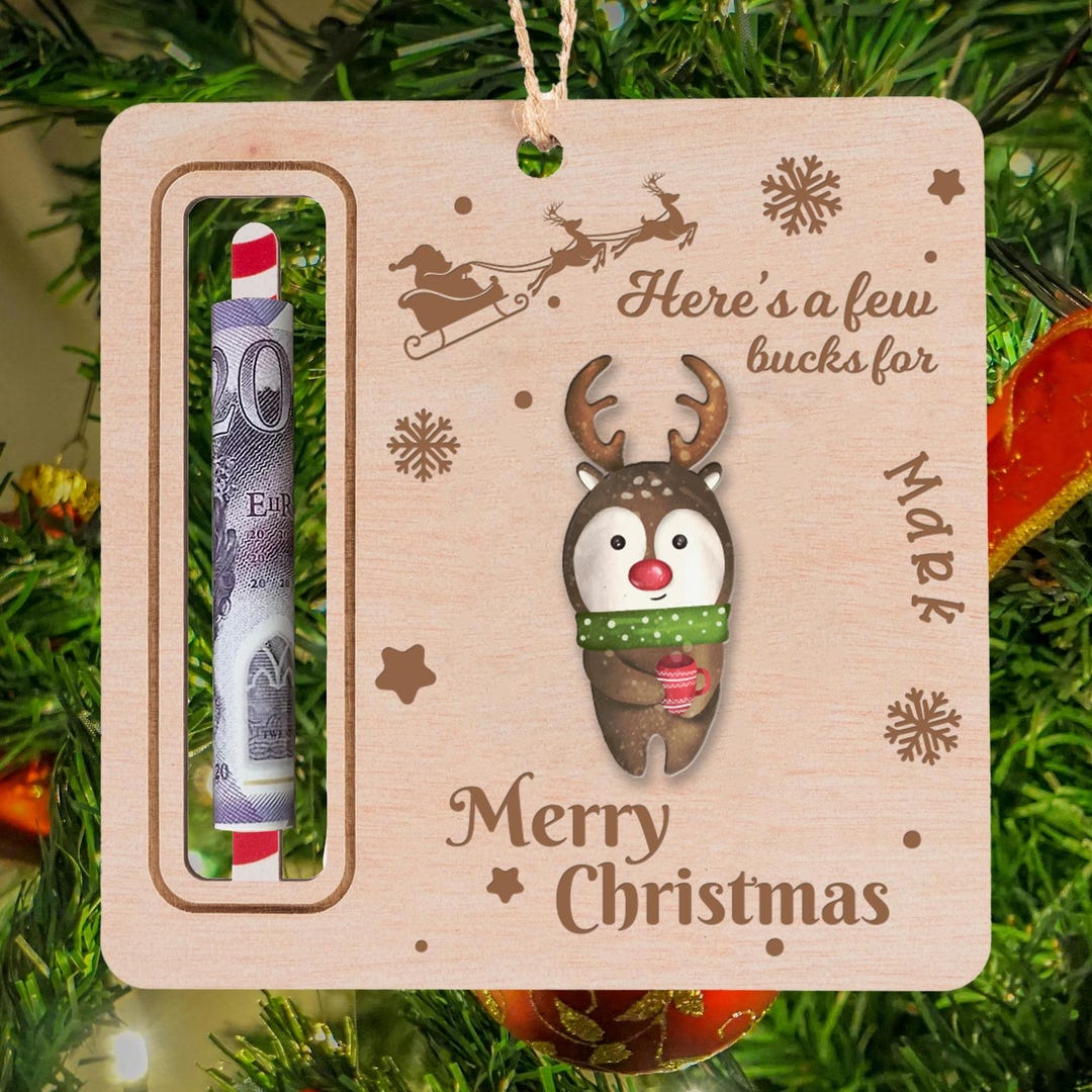Christmas Reindeer Money Holder, Custom Santa Money Holder, Christmas ...