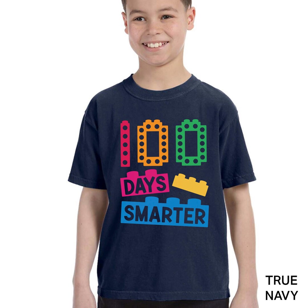 Lego Blocks 100 Days Smarter Shirt, Comfort Colors, Lego 100 Days of ...