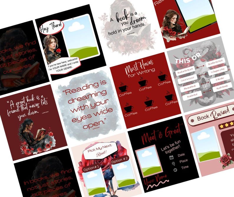 Dark Romance Author Instagram Template Editable Prompt - Etsy