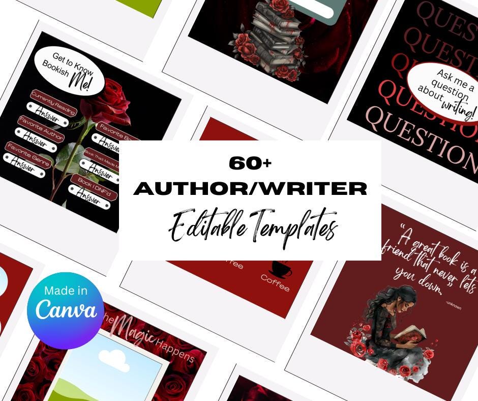 Dark Romance Author Instagram Template Editable Prompt - Etsy