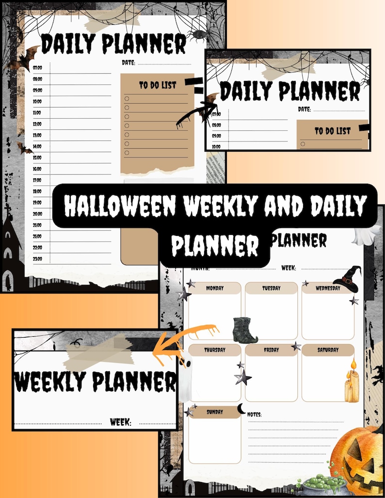 Printable Halloween Daily/weekly Planner - Spooky Night - Etsy