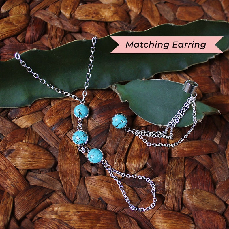 Skye Turquoise Hand Chain Turquoise Bracelet Ring Birthday | Etsy