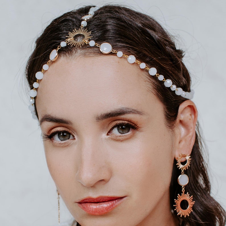 Alula Bohemian Head Chain Boho Headpiece Hair Chain Bridal Etsy