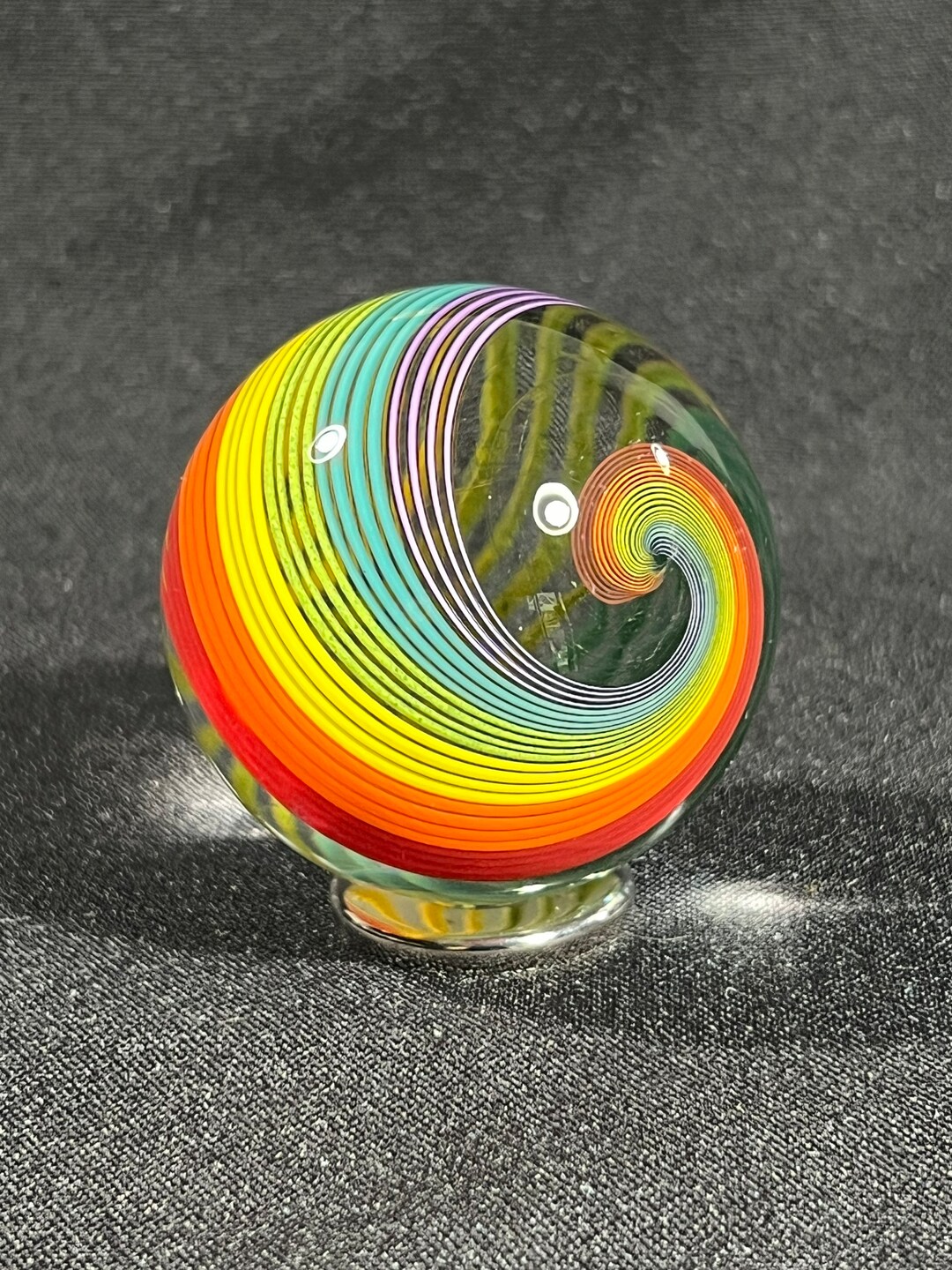 Hand Blown Glass Hider Marble Rainbow Glass Marble 2 Etsy