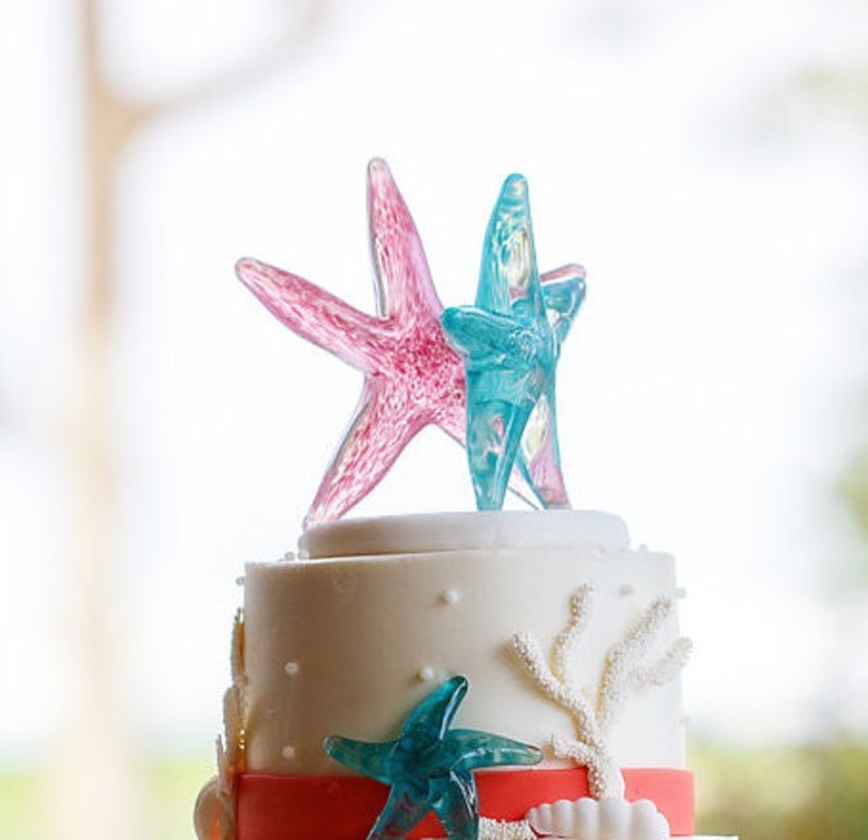 Glass Starfish Wedding Cake Topper Custom MADE TO ORDER by | Etsy