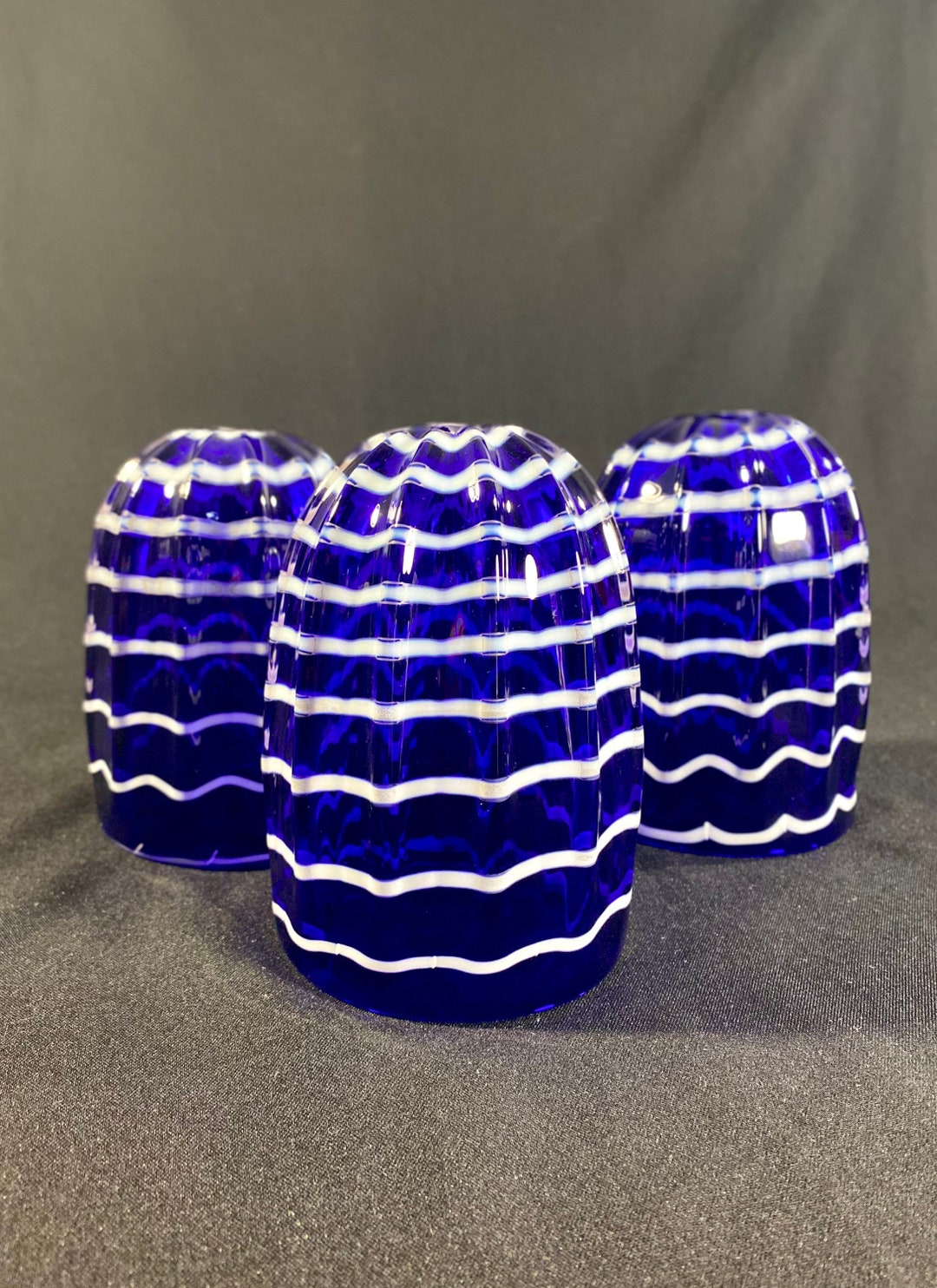 Hand Blown Pendant Lights Indigo and White Handmade Glass Art by John ...