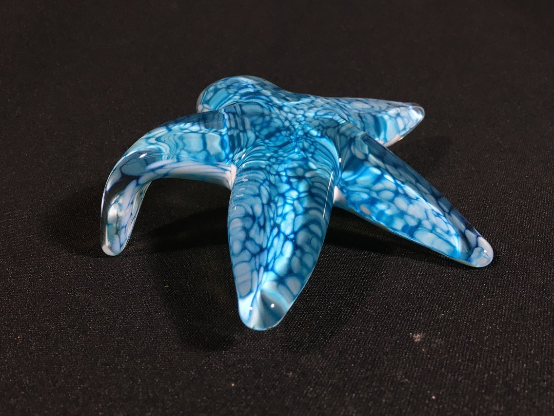 Hand Blown Glass Starfish Cool Aqua Starfish 5.5 Inch Handmade Glass ...