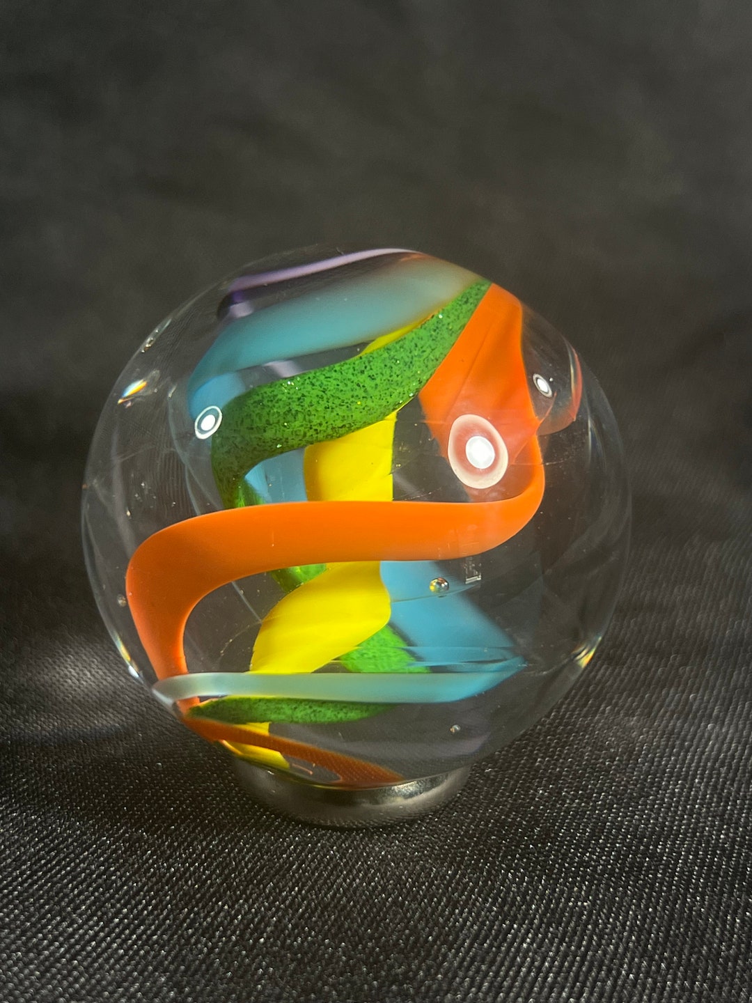 Rainbow Glass Marble Hand Blown Glass Hider Marble 2inch Paperweight Handmade Glass Art By John