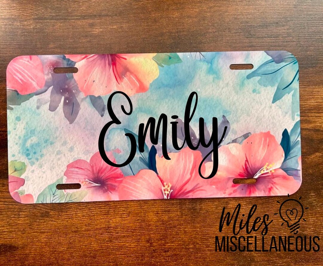 Personalized Vanity Plate Custom Gift for New Drivers Watercolor Art ...