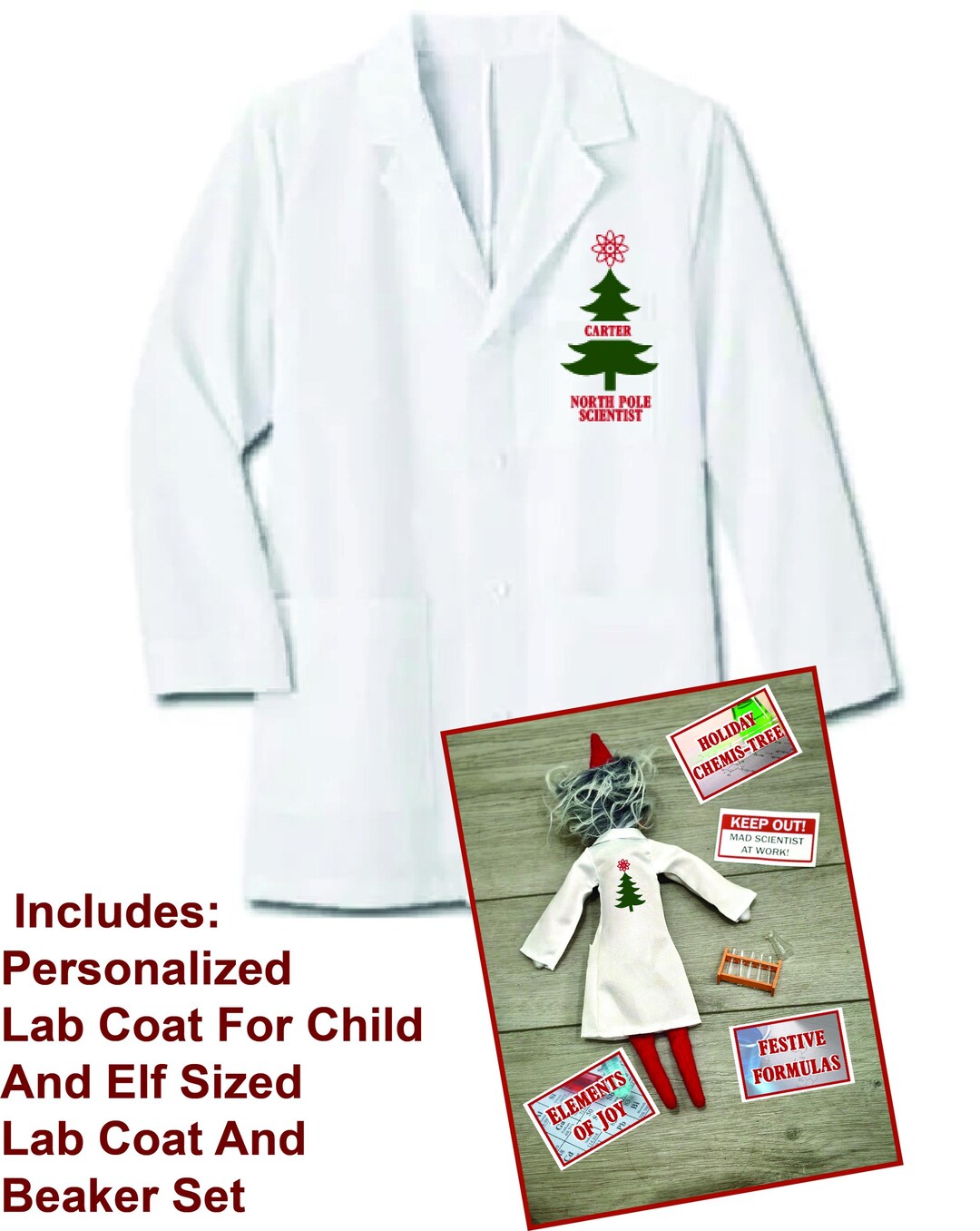 Science Lab Coat for Child and Elf, North Pole Scientist, Elf Science ...