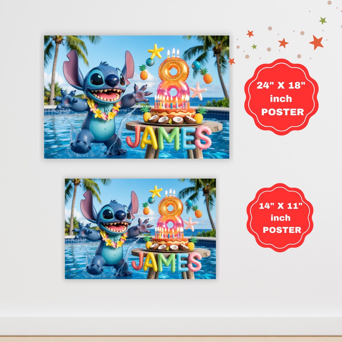 Personalized Lilo Stitch Birthday Backdrop, Stitch Theme Party Poster ...